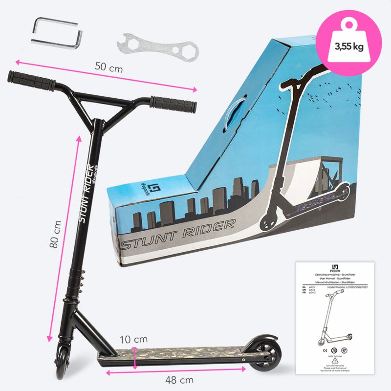 Online StuntRider Stuntstep 8+ Zwart kopen | LifeGoods