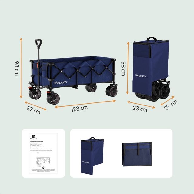 Online Bolderkar XXL 300 L 150 kg Blauw kopen | LifeGoods