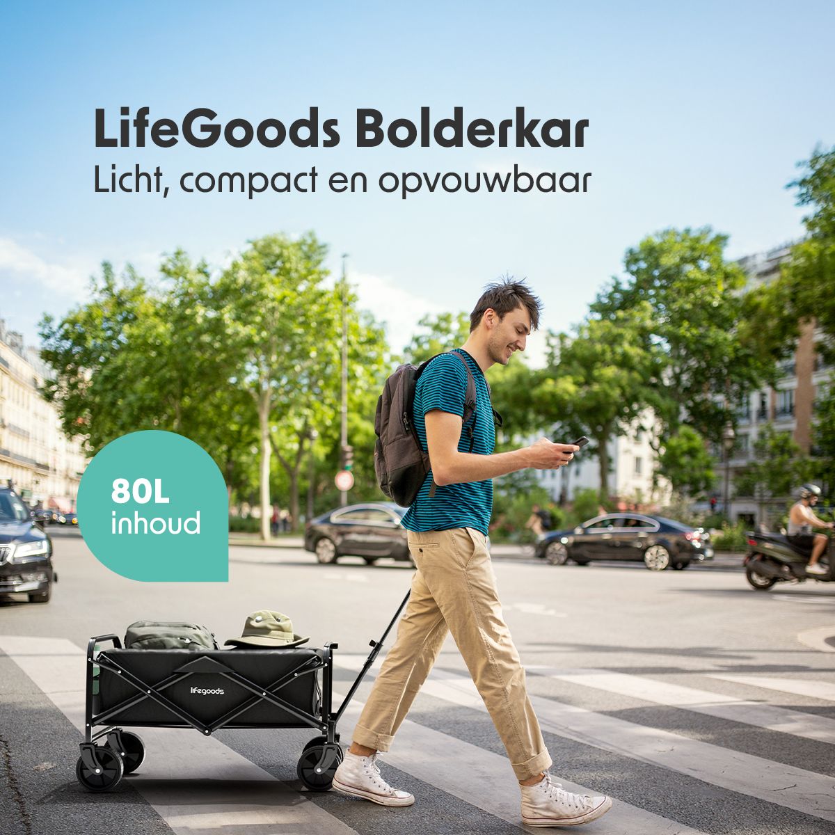 Opvouwbare Bolderkar 80 kg Zwart bestellen | LifeGoods